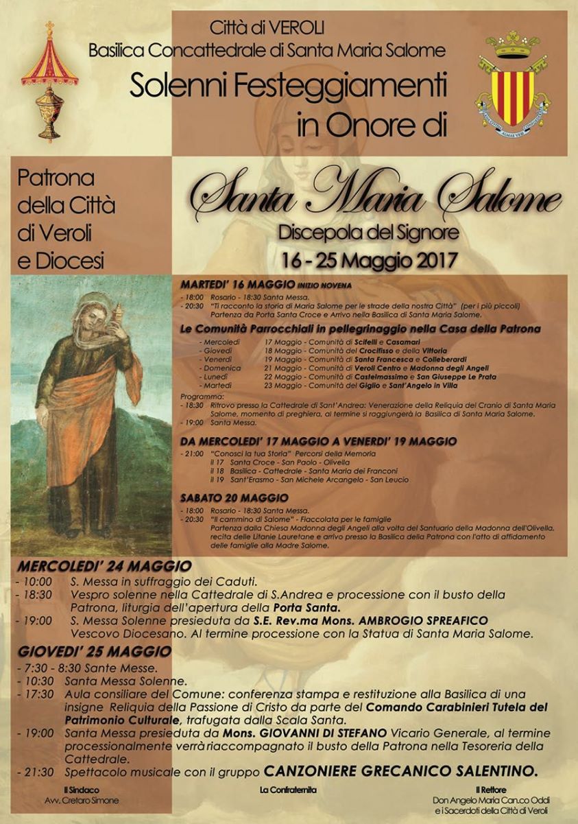 Veroli, i solenni festeggiamenti per la Patrona Santa Maria Salome Veroli, i solenni festeggiamenti per la Patrona Santa Maria Salome